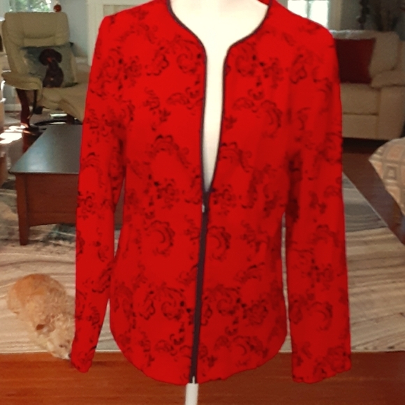 Elementz | Jackets & Coats | Jacket Red With Black Stencils | Poshmark